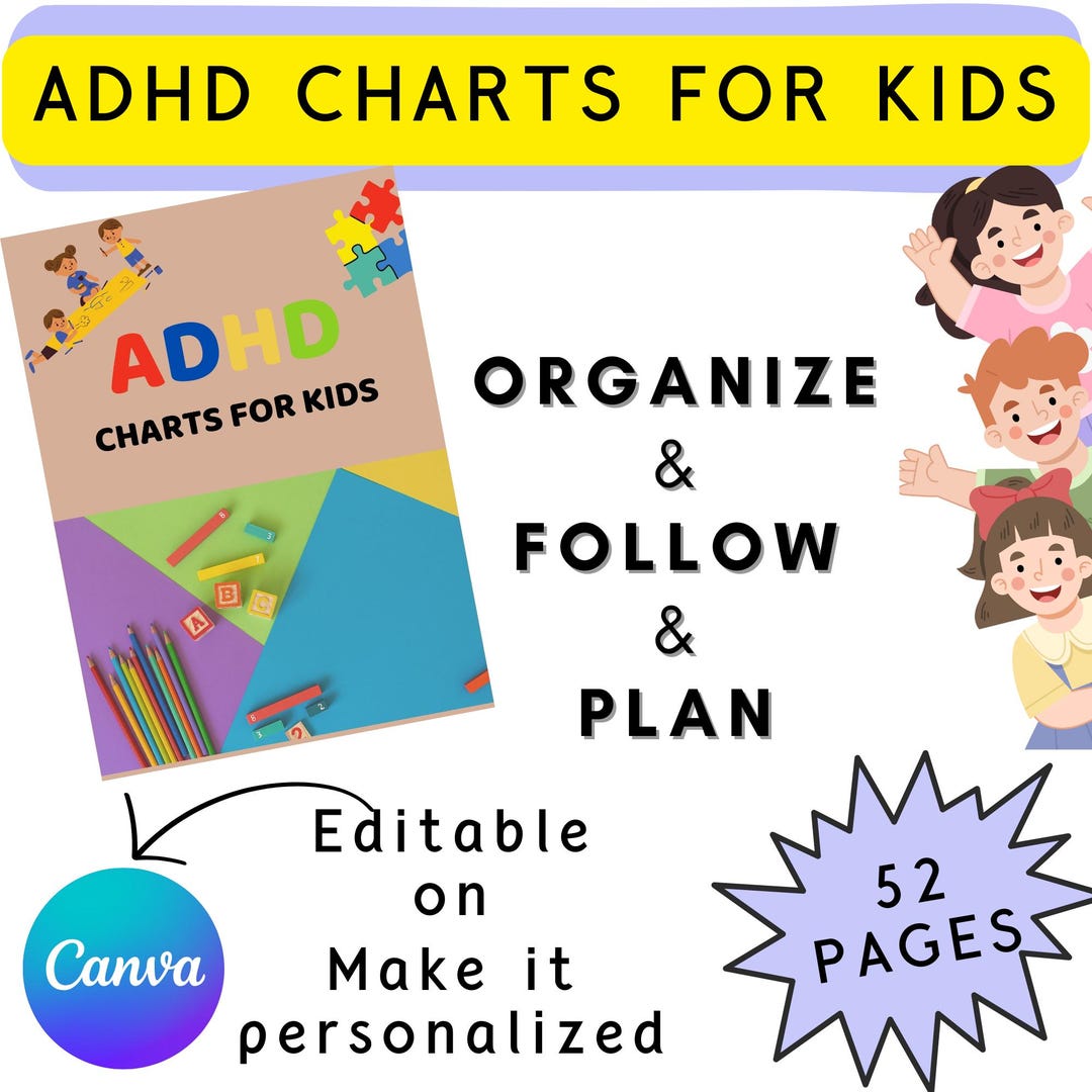 ADHD Digital Planner for Kids,printable,habit Trackers,editable,chart ...
