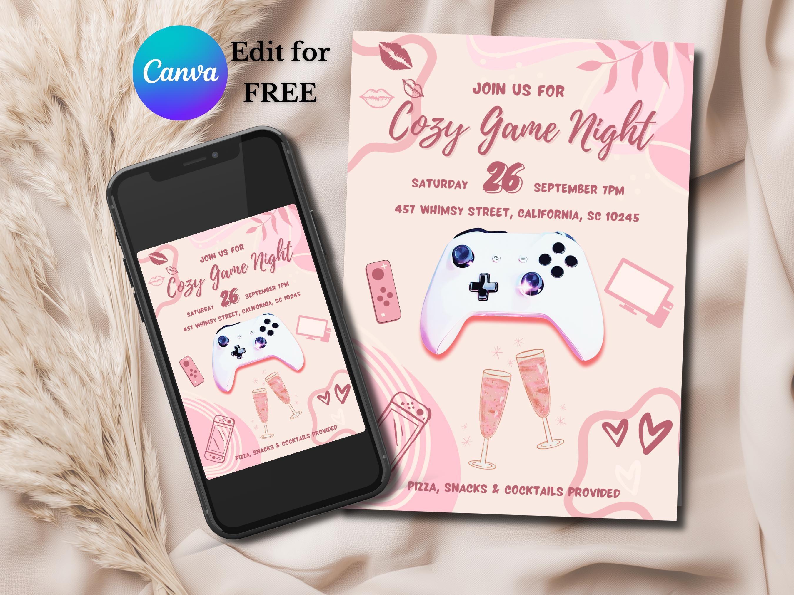 Cozy Game Night Invitation, Game Night Flyer, Digital Game Night ...