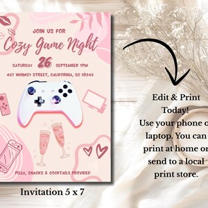 Cozy Game Night Invitation, Game Night Flyer, Digital Game Night ...