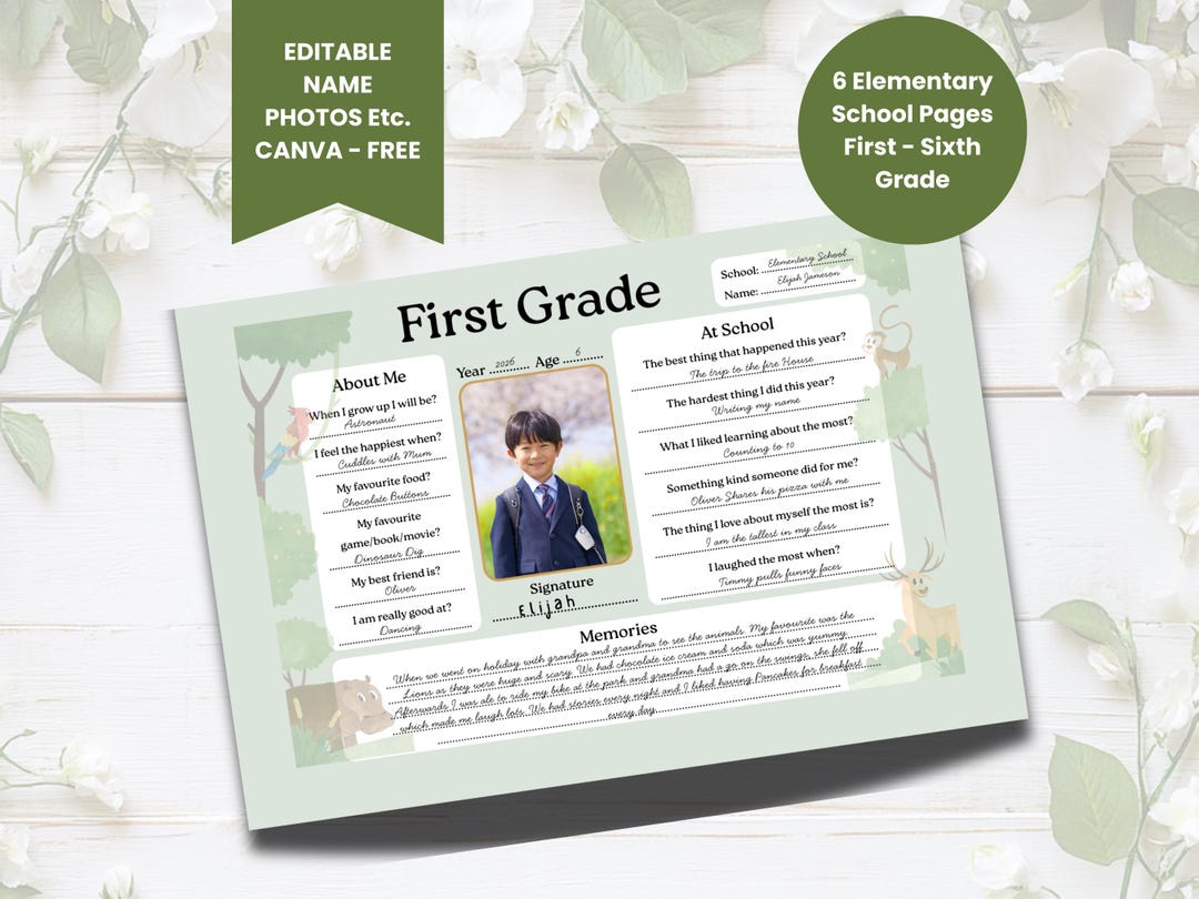 School Years Memory Box Pages Jungle Theme, Memory Box Questionnaire ...