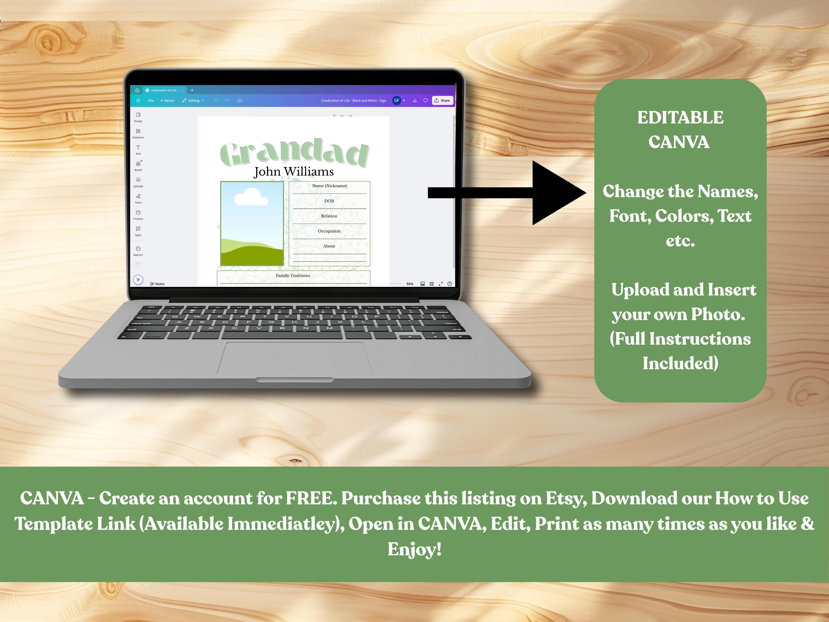 Family Tree Template 3 Generation and Storybook, Genealogy Chart ...