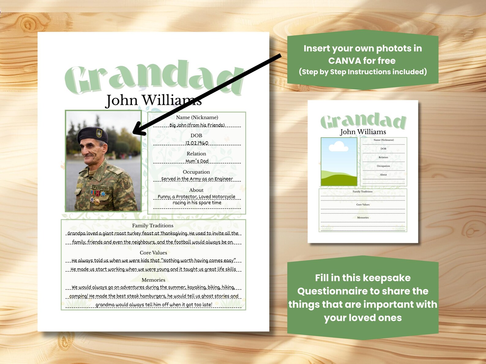 Family Tree Template 3 Generation and Storybook, Genealogy Chart ...