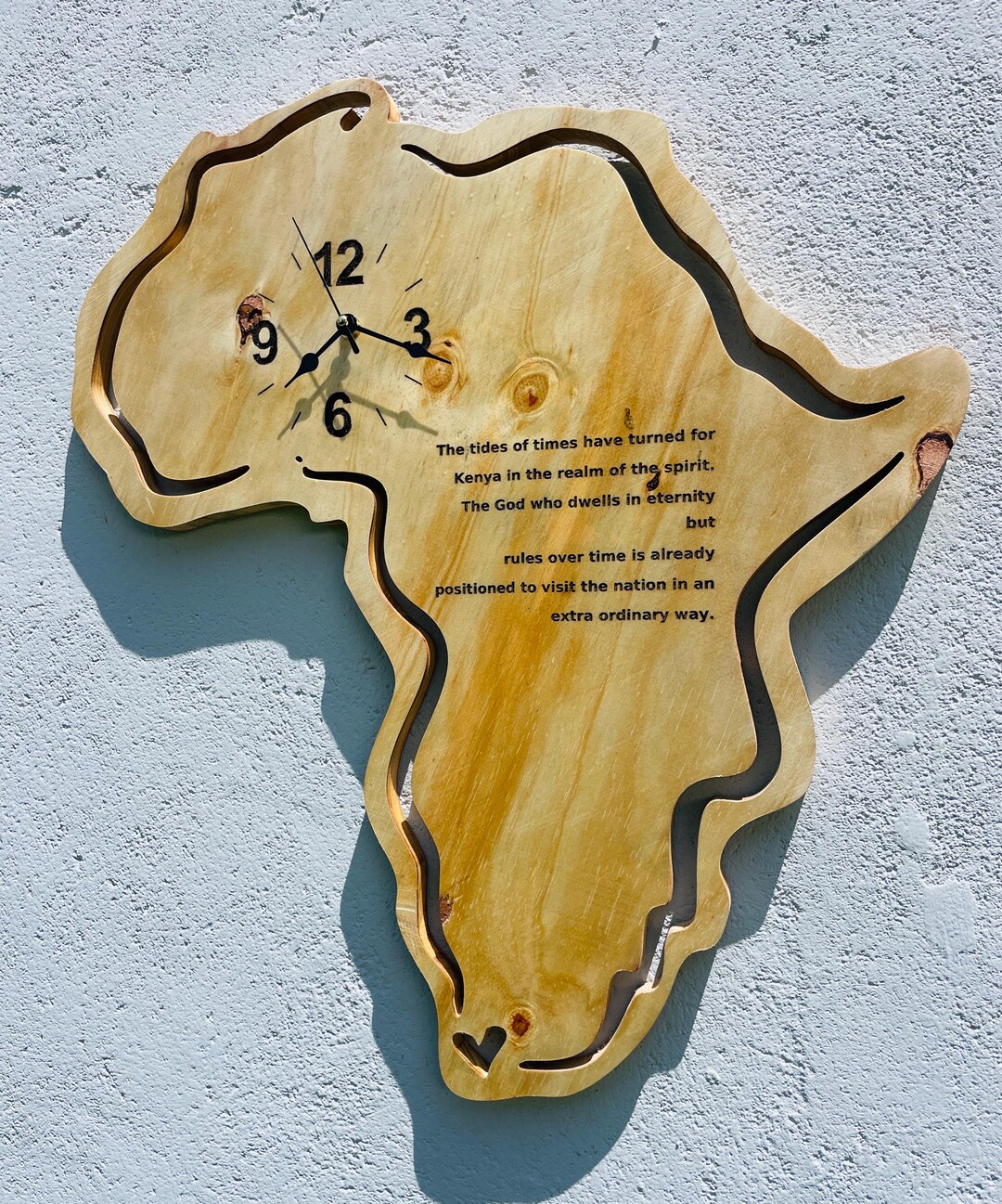 African Map Wall Clock/ Reclaimed Wood Wall Clock / Rustic Wooden Wall ...