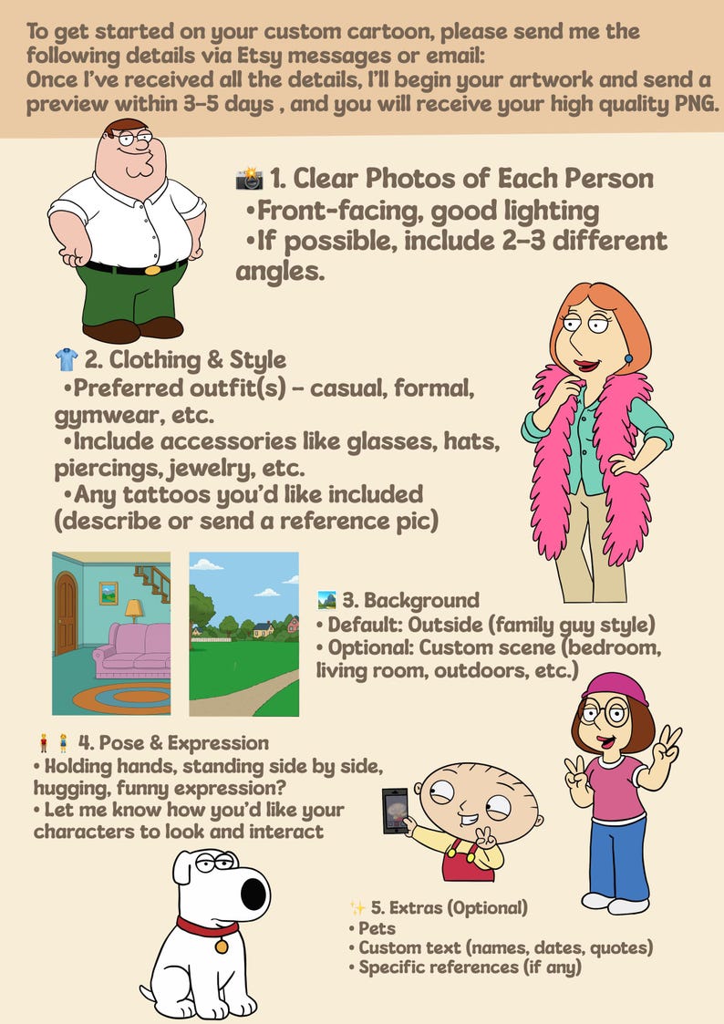 Custom Family Guy Portrait – Cartoon Style Drawing, Digital Download ...