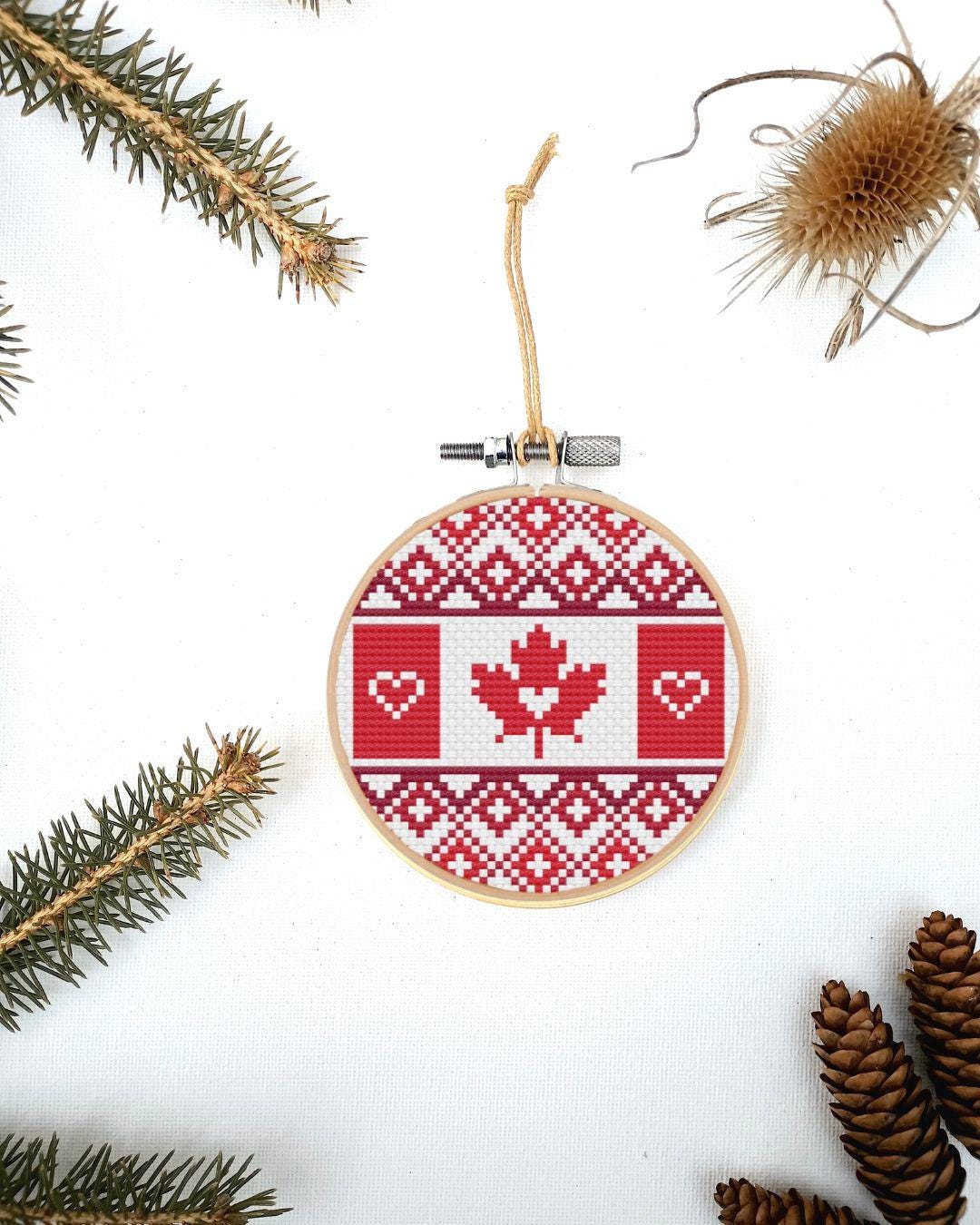 Canada Flag Cross Stitch Ornament PDF Pattern, Digital Download DIY ...