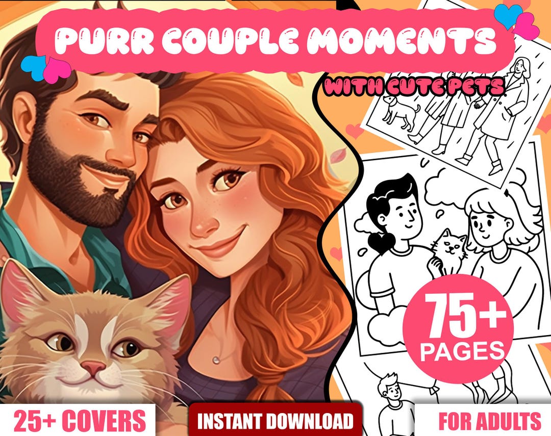 Purr Moments Couple Coloring Pages Cute Cozy Activity Pages for Couples ...