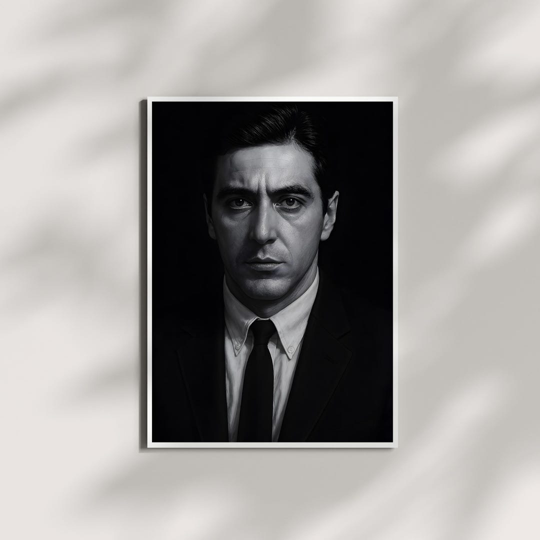 Michael Corleone Art Print, Realistic Drawing Portrait, the Godfather ...