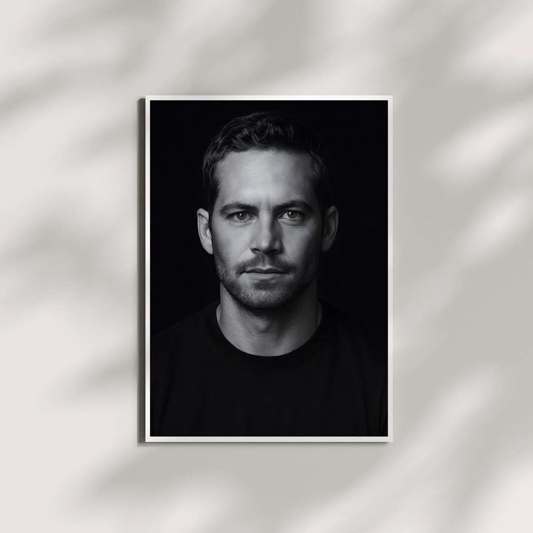 Paul Walker Art Print, Realistic Drawing Portrait, Movie Star Wall Art ...