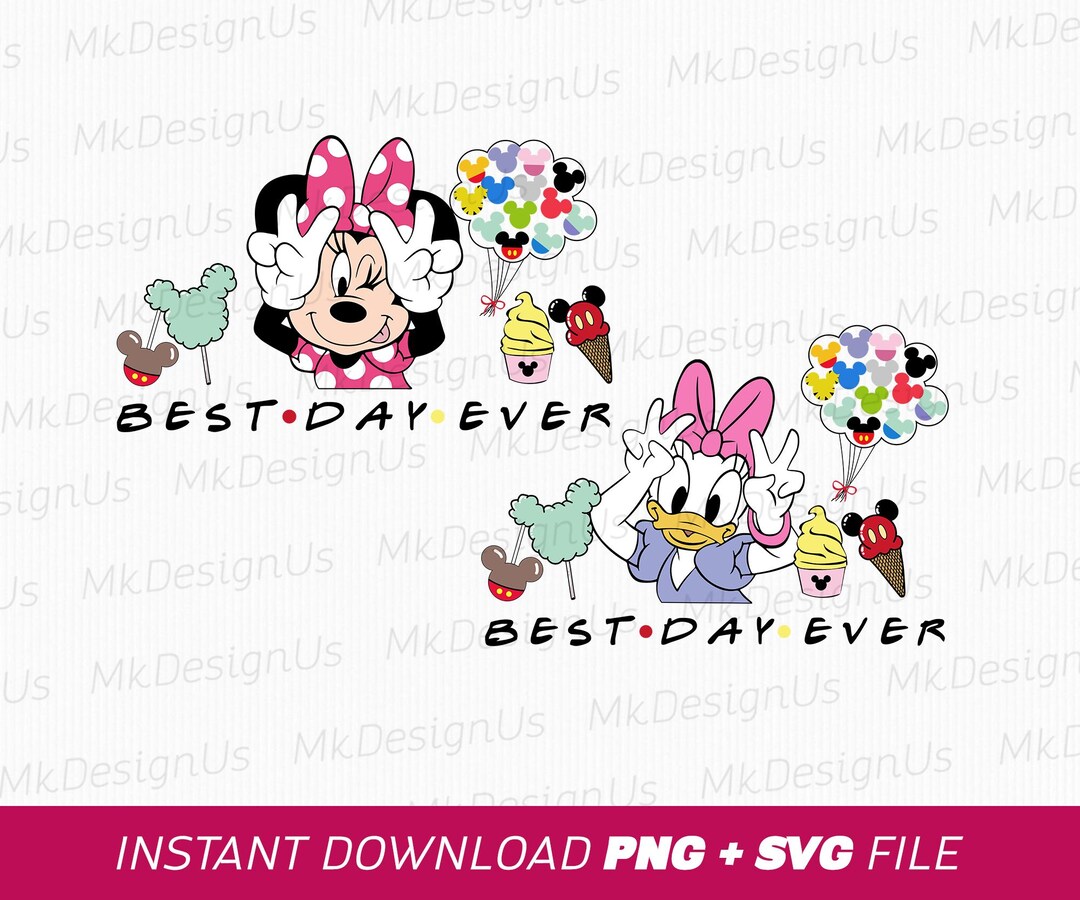 Cute Mouse and Duck Svg, Cartoon Characters Svg, Best Day Ever Svg ...