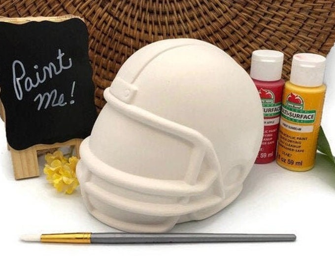 Football Helmet Coin Bank, Sports Money Holder, Ready to Paint Pottery ...
