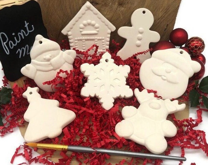 DIY PAINT KIT Christmas Ceramic Ornaments Set of 12 - Etsy