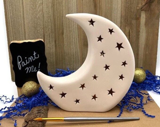 Crescent Moon Light Up, Ceramic Bisque, Ready to Paint, DIY Craft ...