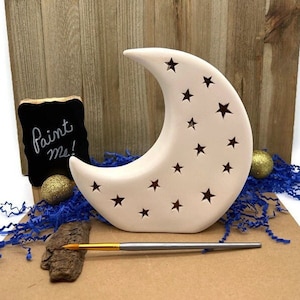 Crescent Moon Light Up, Ceramic Bisque, Ready to Paint, DIY Craft ...