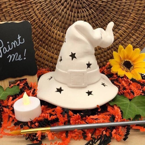 Ceramic Bisque Halloween Witch Pumpkin Scene Ready to Paint - Etsy