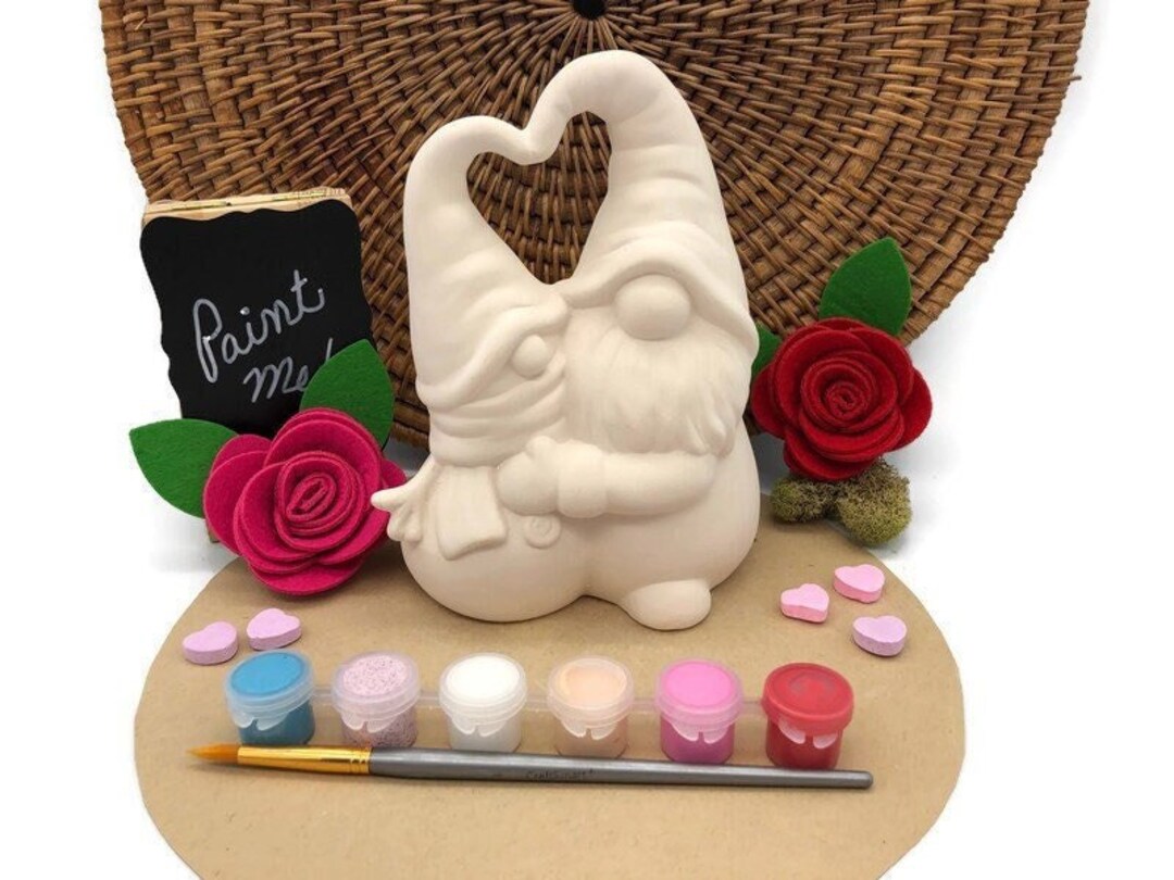 Gnome and Snowman Hugging Craft Kit With Acrylic Paint Set, Ready to ...