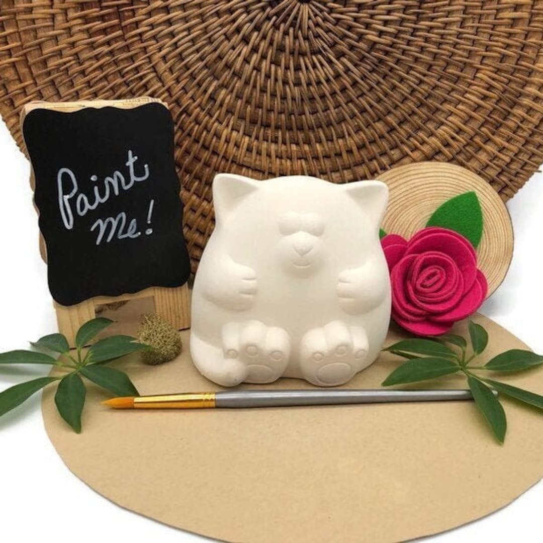 Kitty Cat Bank - Ready to Paint Coin Holder - Quality Unpainted Ceramic ...