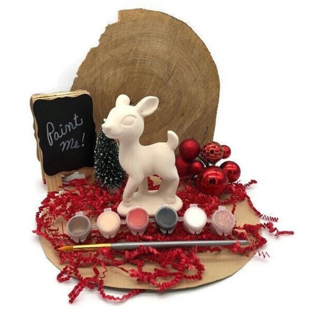 Reindeer Craft Kit With Acrylic Paint Set, DIY Christmas Ceramics, Grab ...