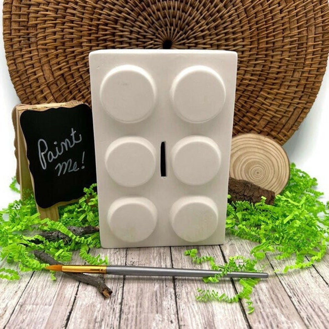 Building Brick Bank, DIY Craft Project, Ceramic Bisque, Ready to Paint ...