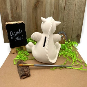 Dragon Coin Bank, Mystical Creature Money Holder, Unpainted Ceramic ...