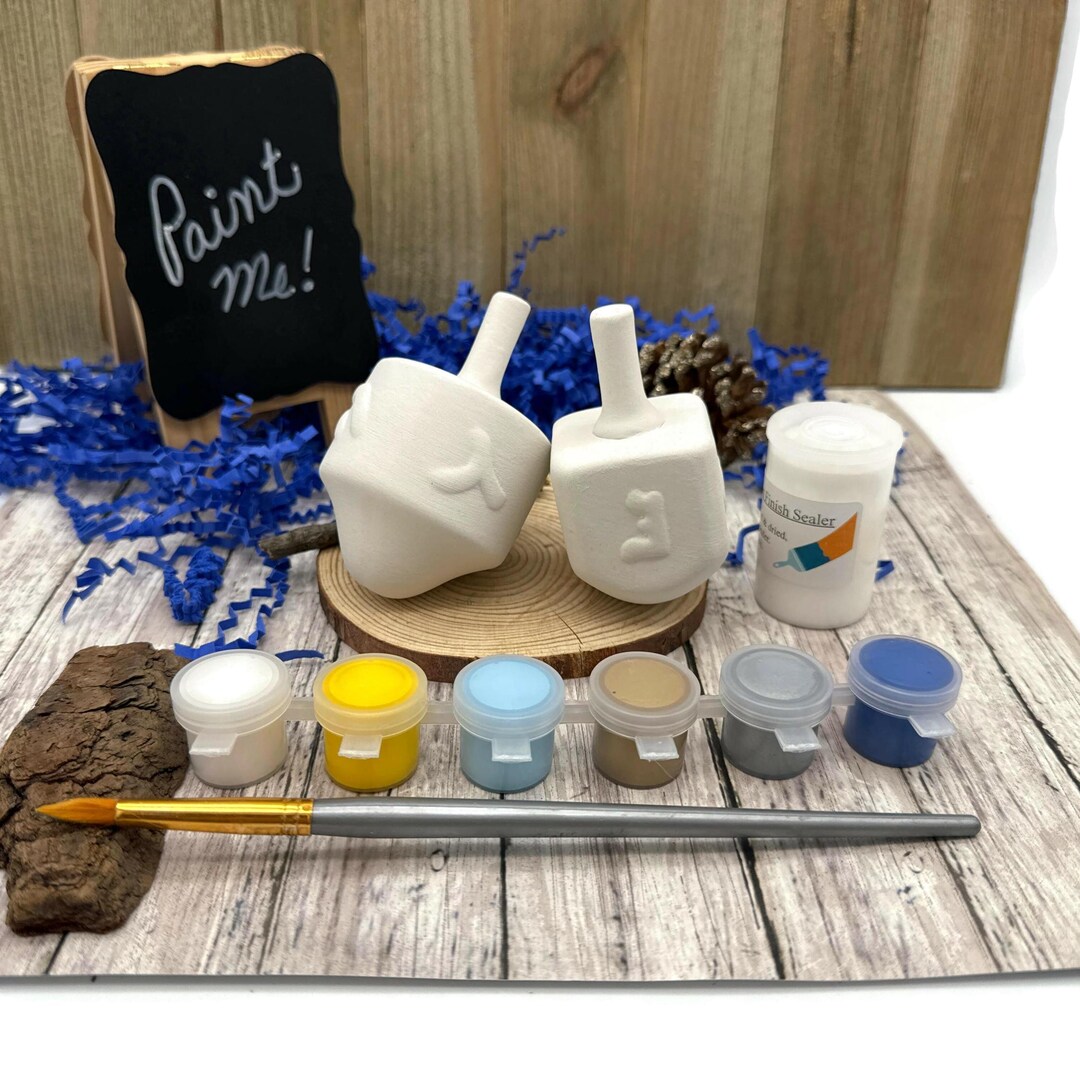 Dreidel Craft Kit With Acrylic Paint Set, Ceramic Bisque, Ready to ...