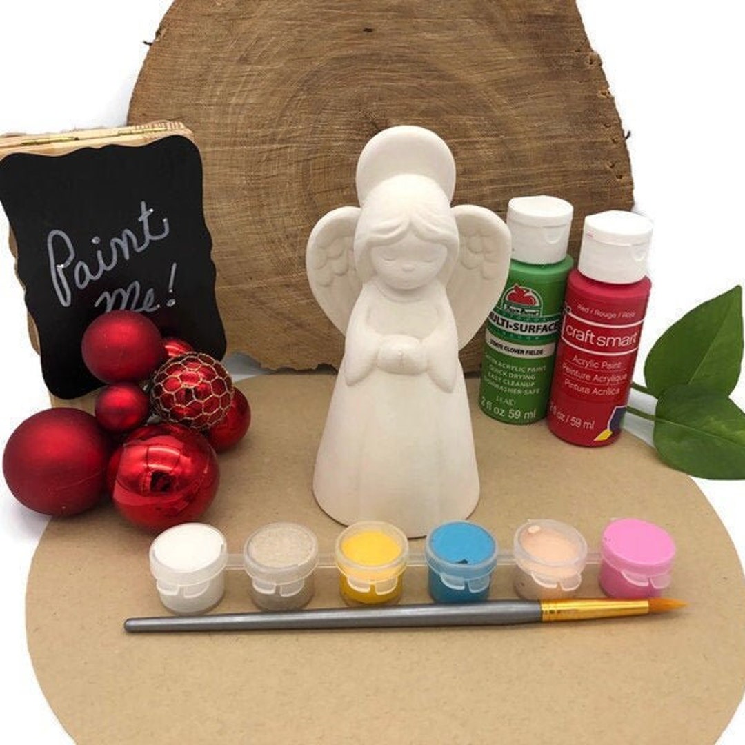 Angel Craft Kit With Acrylic Paint Set, Ceramic Bisque, Ready to Paint ...