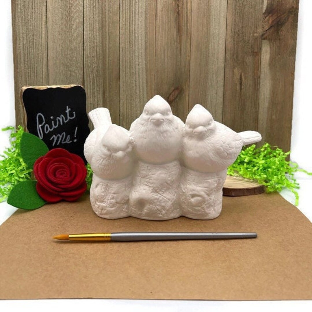 Cardinal Bird Family, Ceramic Bisque Blank, Ready to Paint Pottery ...