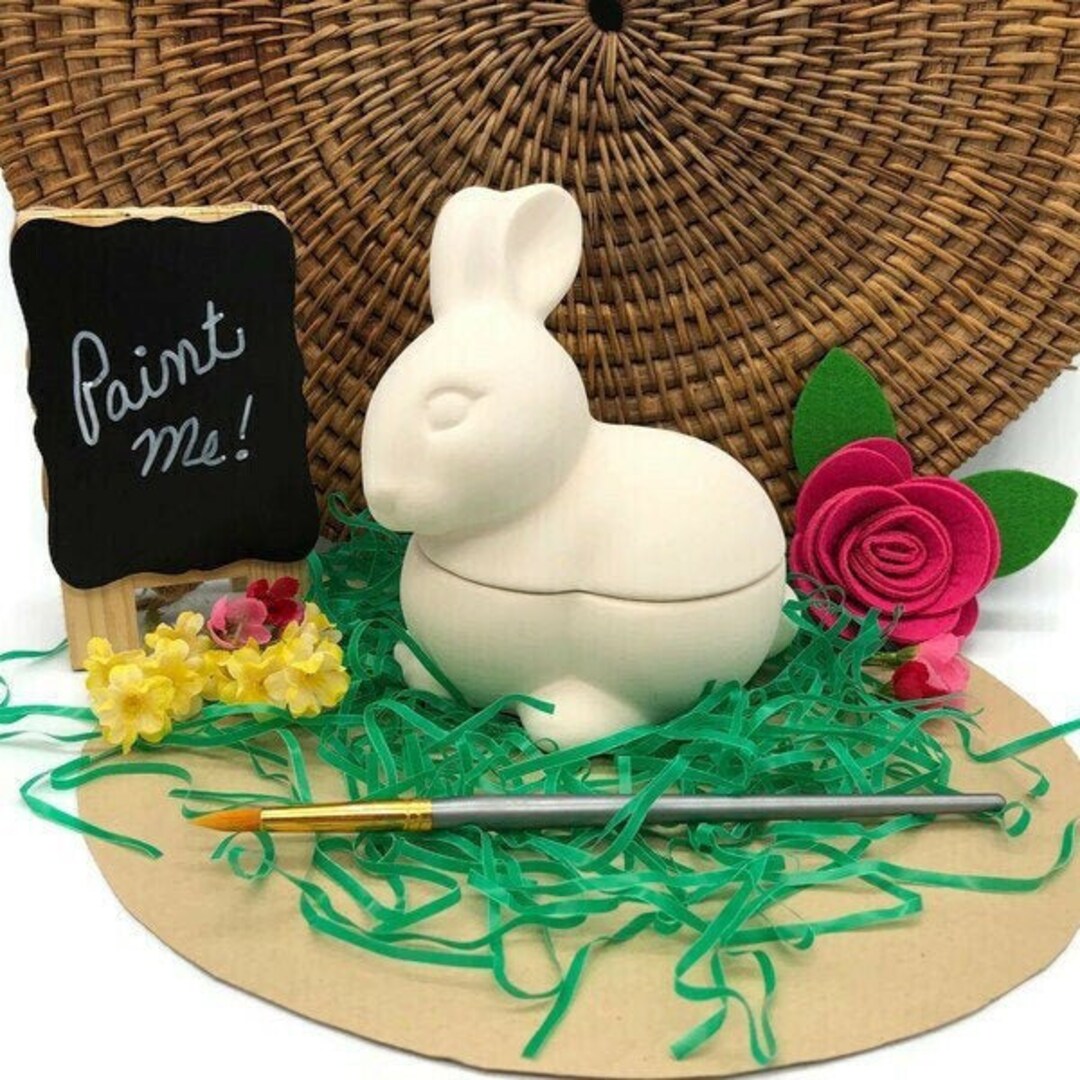Bunny Rabbit Box, Ceramic Bisque, Ready to Paint Pottery, DIY Arts and ...