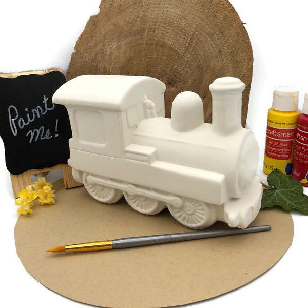 Train Coin Bank, Ceramic Bisque, Ready to Paint Pottery, DIY Art ...