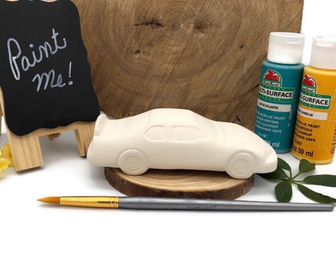 Sports Car Automobile, Ready to Paint Small Vehicle, Unpainted Ceramic ...
