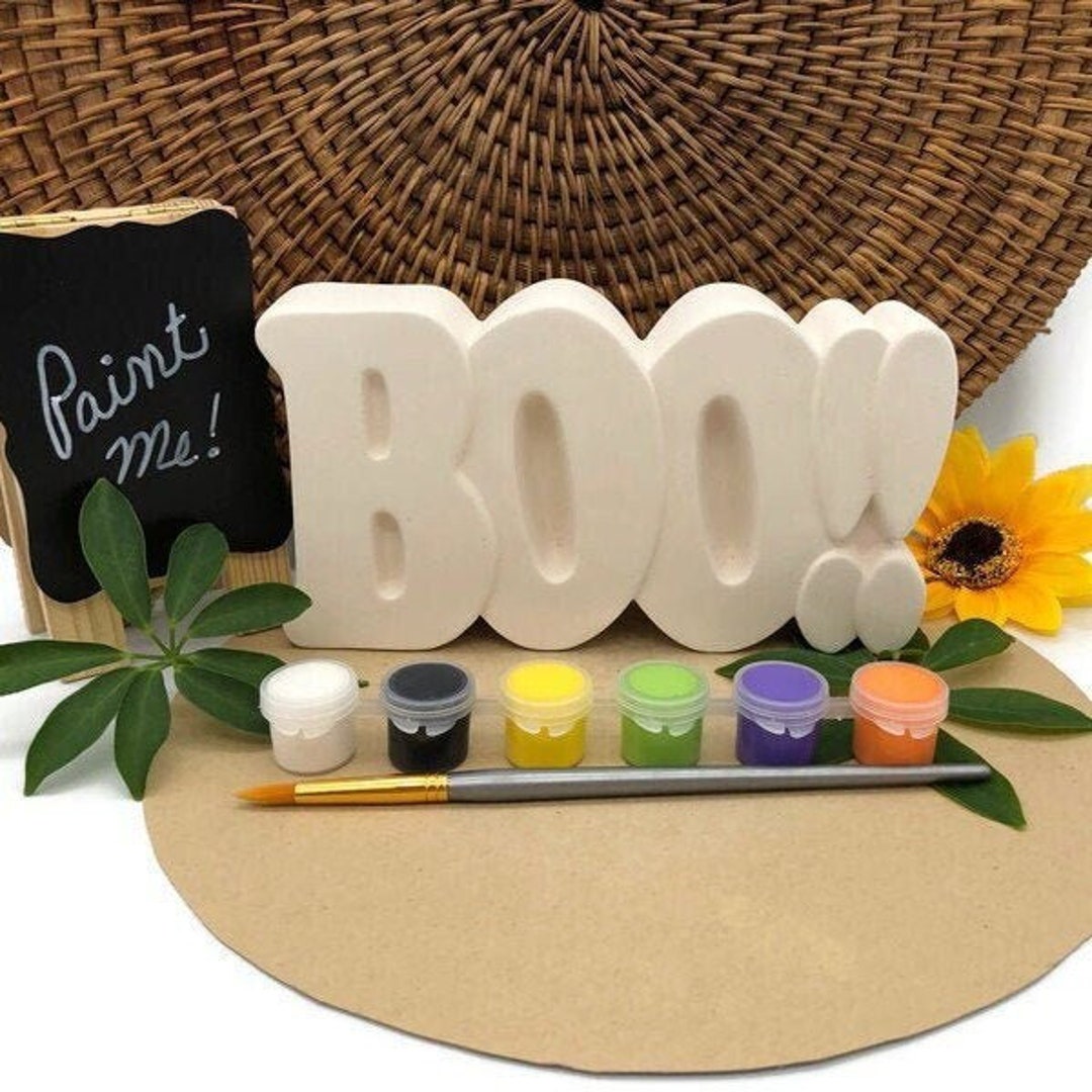 Halloween Boo Sign With Paint Kit, Ceramic Bisque, DIY Fall Time Craft ...