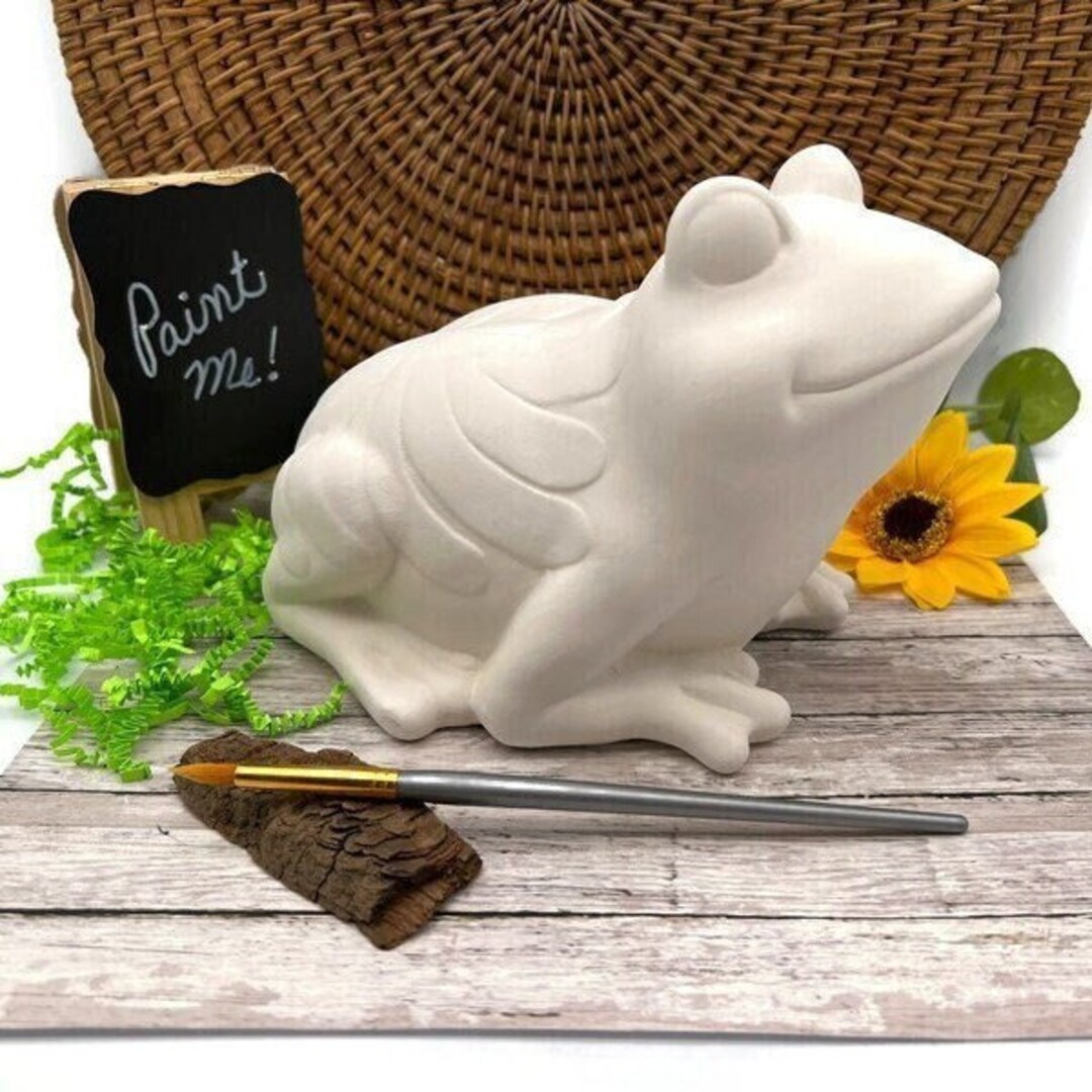Large Garden Frog With Baroque Design, Unpainted Ceramic Bisque Blank ...