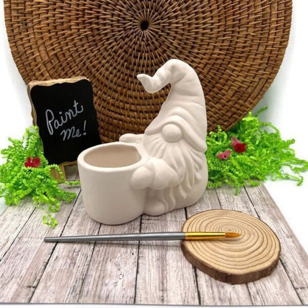 Gnome Ceramic Planter, Flower Pot, Quality Unpainted Ceramic Bisque ...