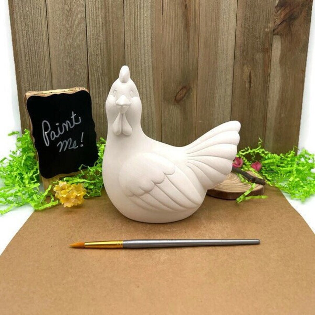 Ceramic Chicken Hen, Bisque Blank, Ready to Paint Pottery, DIY Craft ...