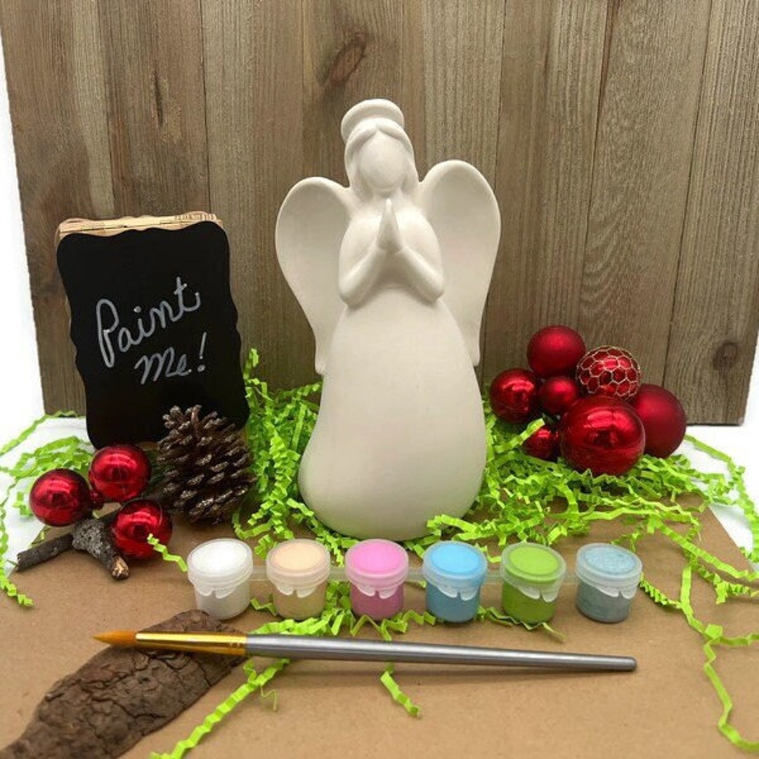 Angel Craft Kit With Acrylic Paint Set, Ceramic Bisque, Ready to Paint ...