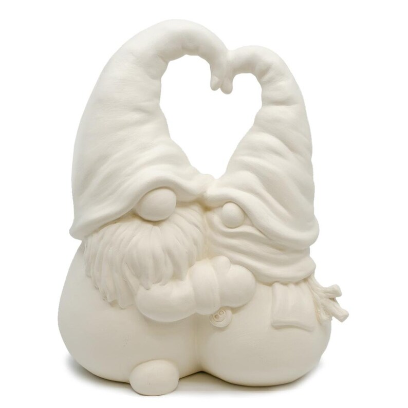 Snowman and Gnome Hugging, LARGE, Ready to Paint Pottery, Ceramics to ...