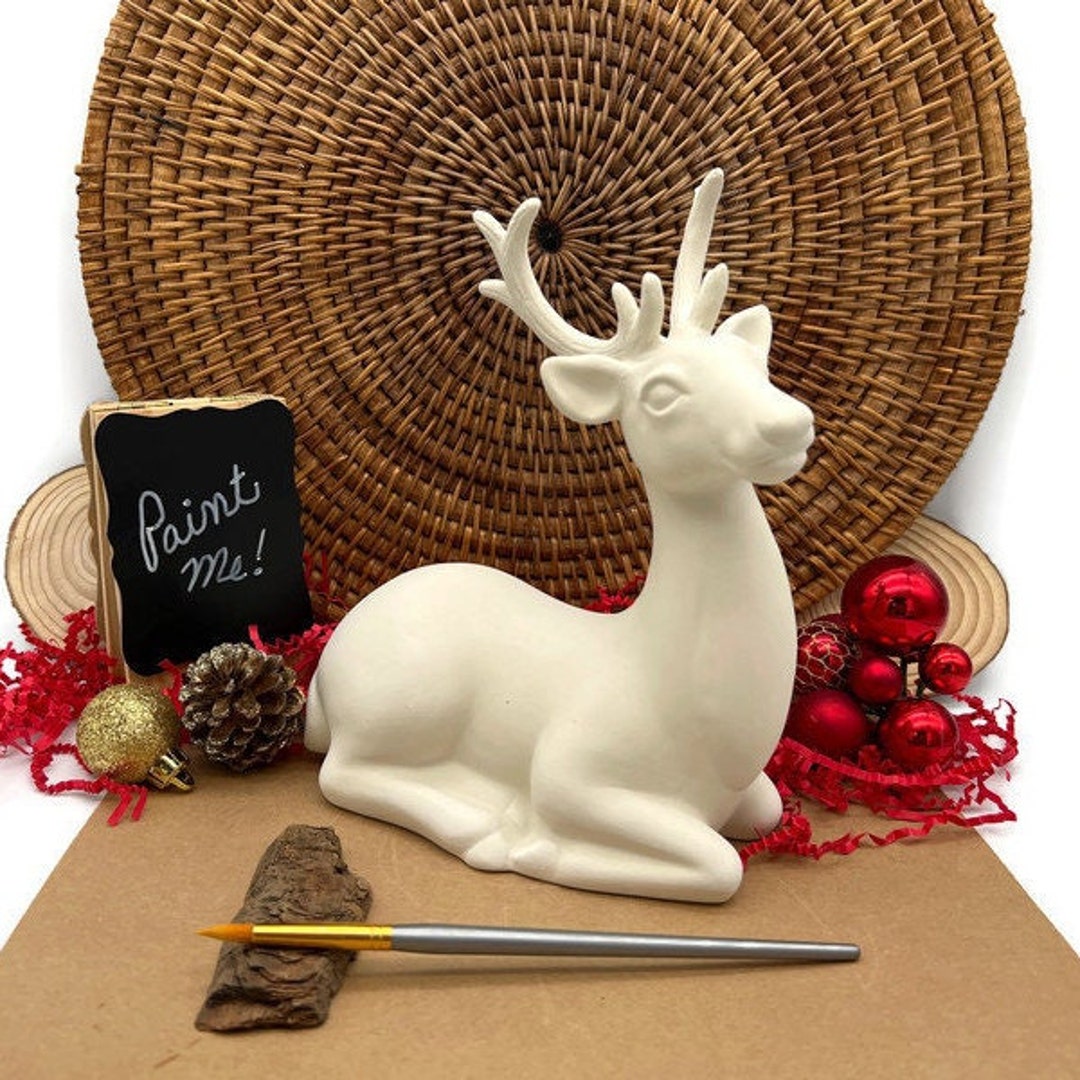 Reindeer Buck With Antlers, Christmas Ceramic Bisque, DIY Ready to ...