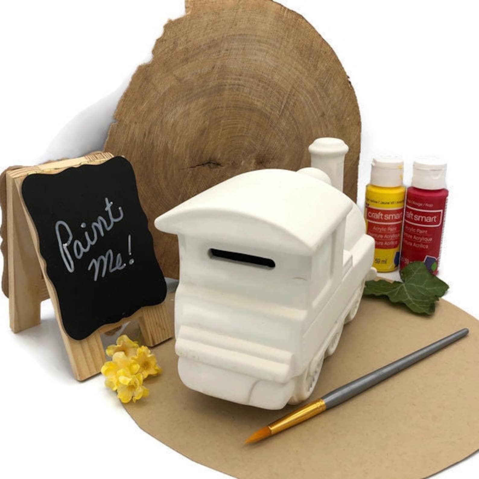 Train Coin Bank, Ceramic Bisque, Ready to Paint Pottery, DIY Art ...