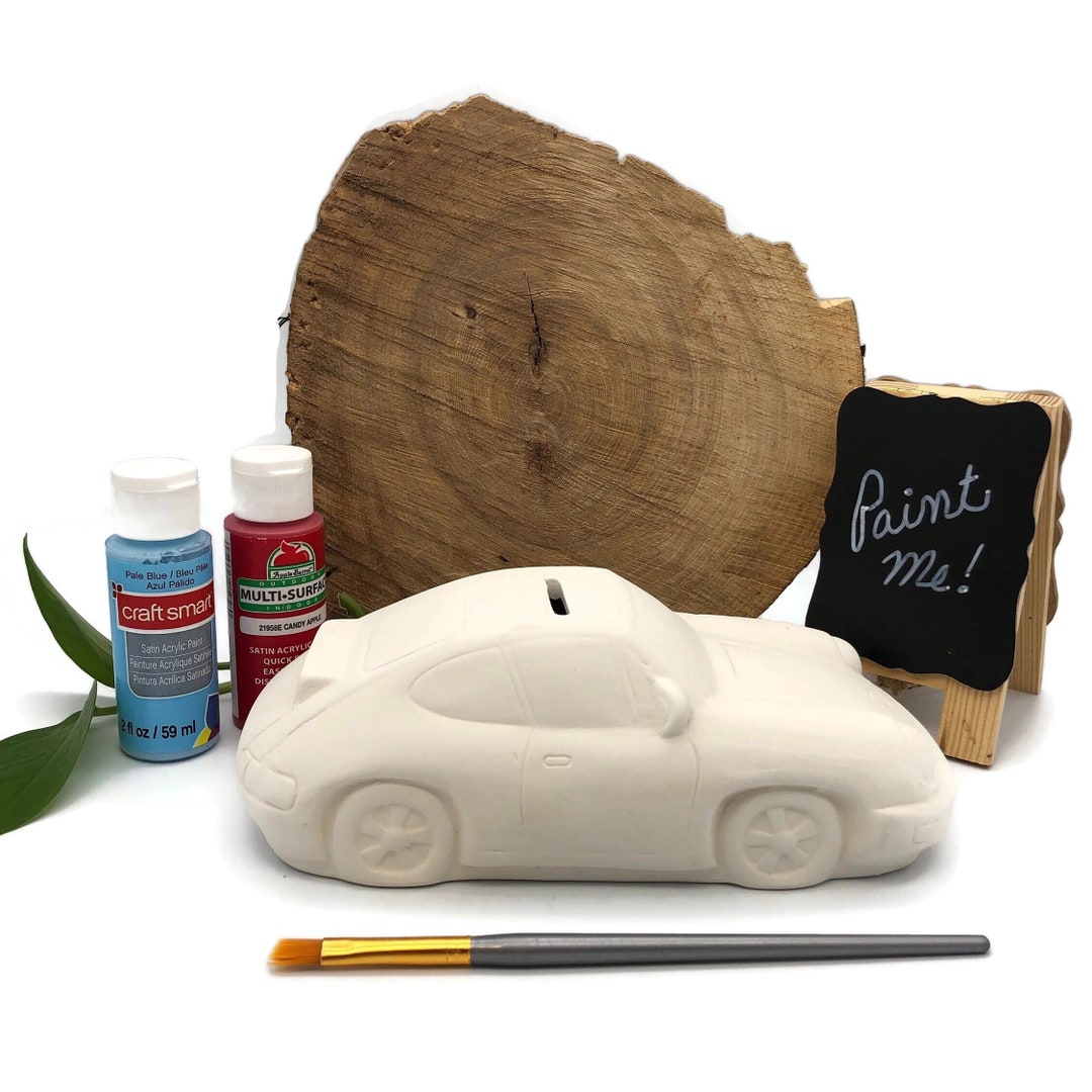 Sports Car Coin Bank, Porsche Fund, DIY Craft Project, Ceramic Bisque ...