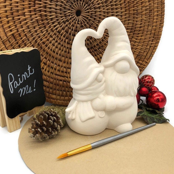 Snowman and Gnome Hugging Ready to Paint Ceramics - Etsy