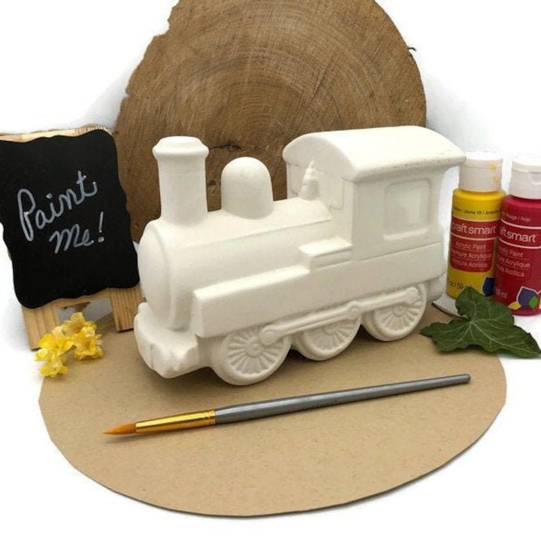 Train Coin Bank, Ceramic Bisque, Ready to Paint Pottery, DIY Art ...