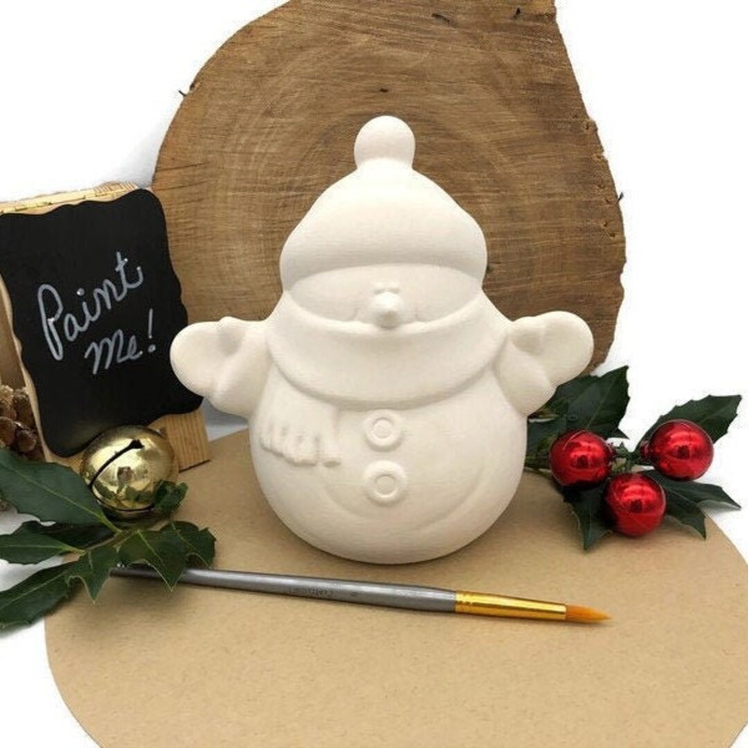 Snowman With Scarf and Hat, Ceramic Bisque, Ready to Paint Pottery, DIY ...