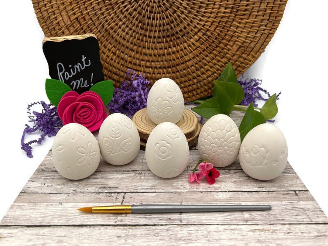 Easter Eggs Set Set of 6 Ready to Paint Ceramic Eggs Textured - Etsy