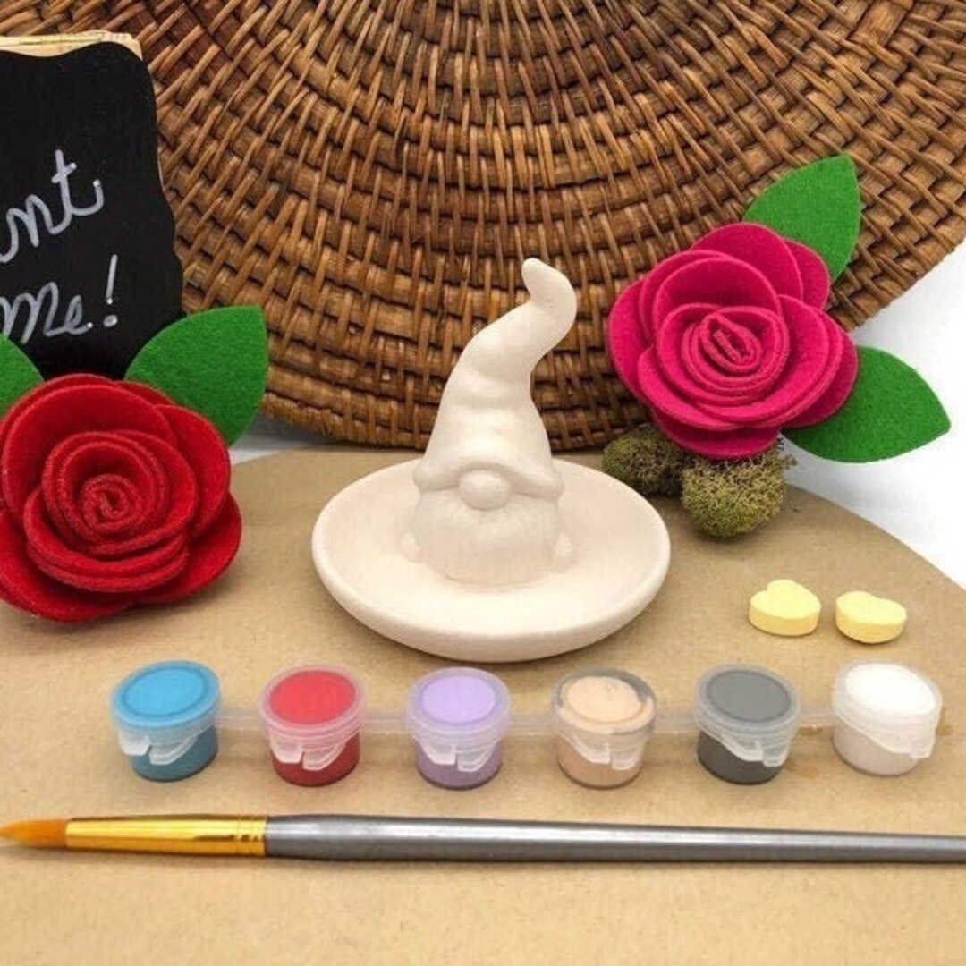 Gnome Ring Holder With Acrylic Paint Kit, DIY Craft Project, Ceramic ...