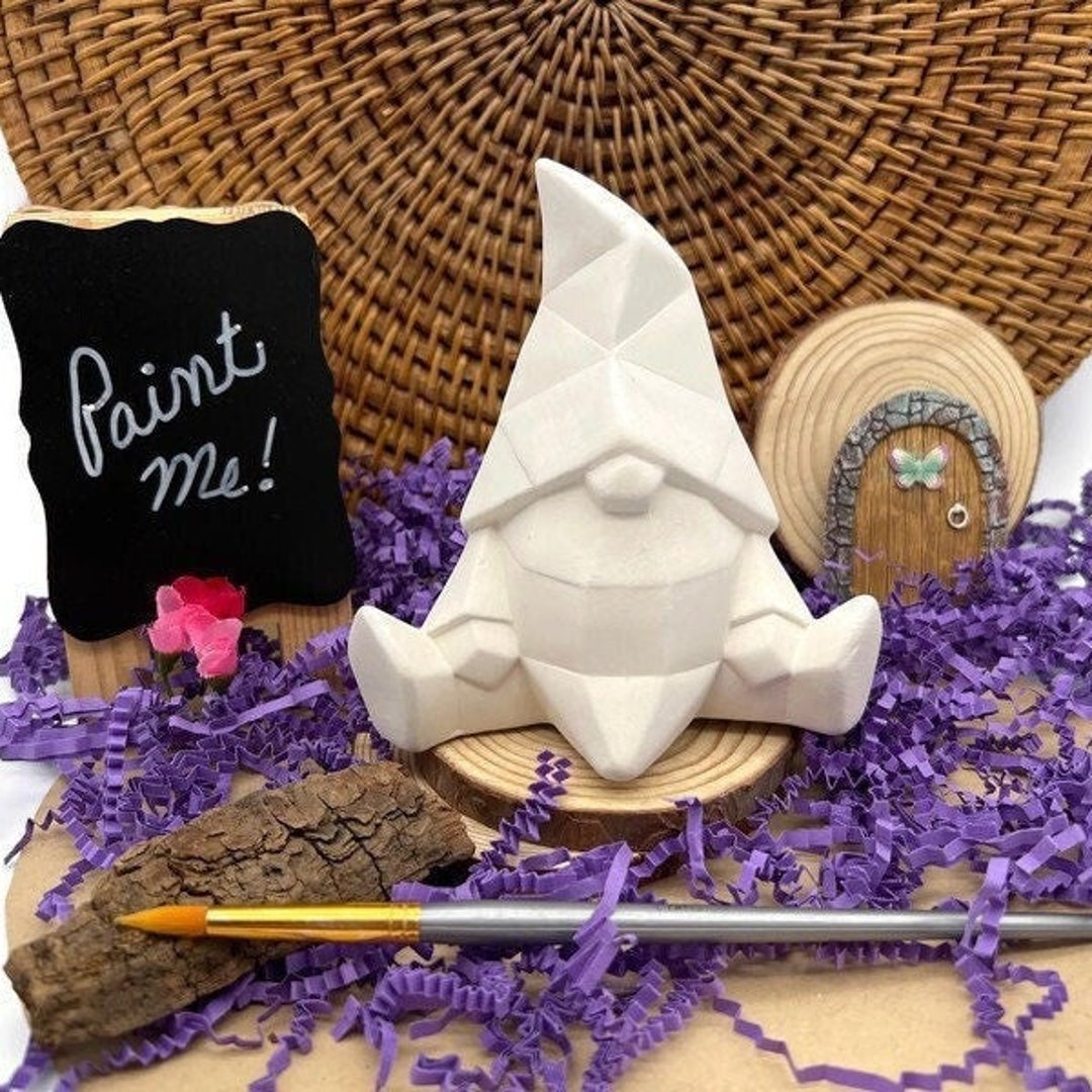 Geometric Faceted Gnome, Ready to Paint Pottery, Ceramic Bisque Blank ...