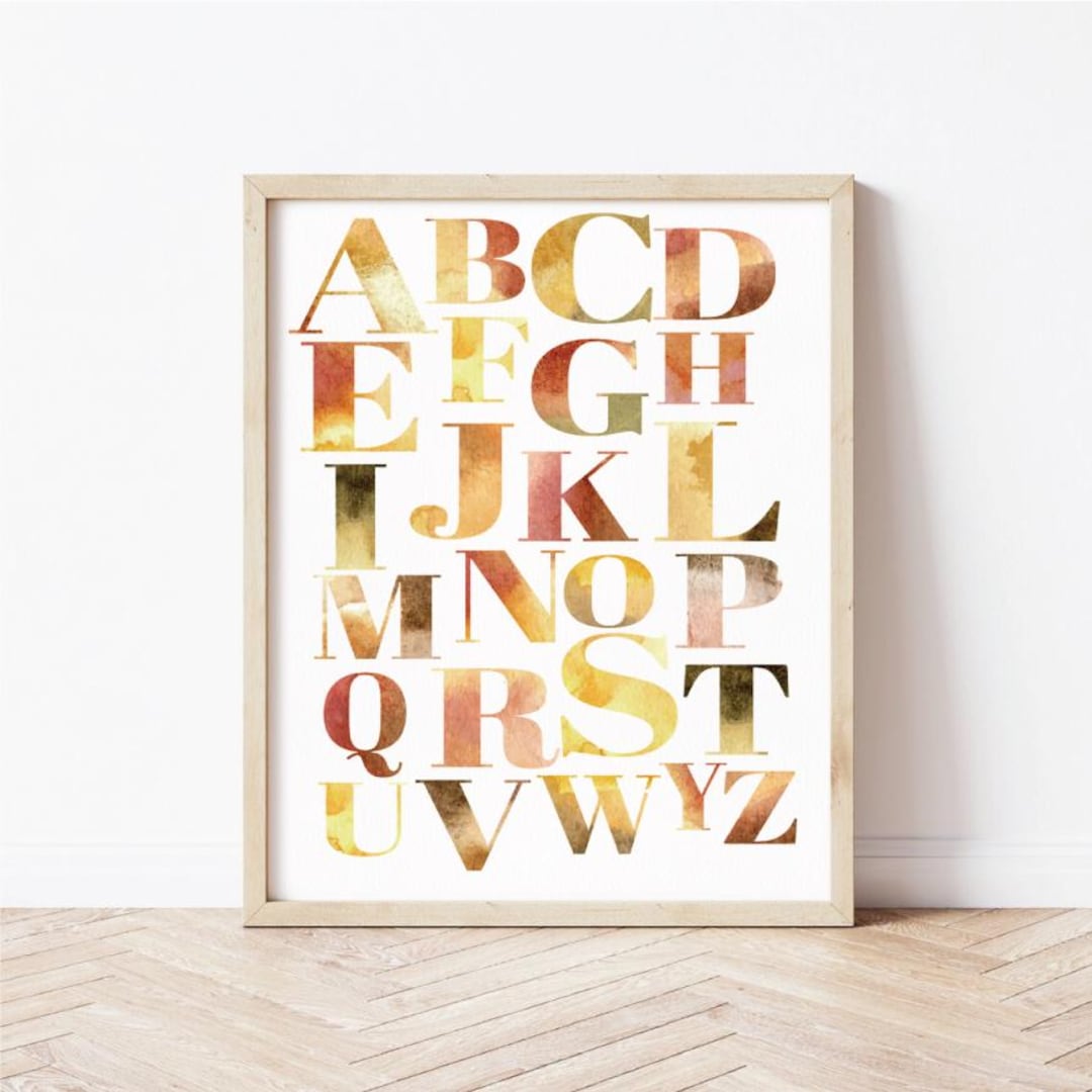 Watercolor Alphabet Poster: A to Z Printable Kids Room Decor (digital ...