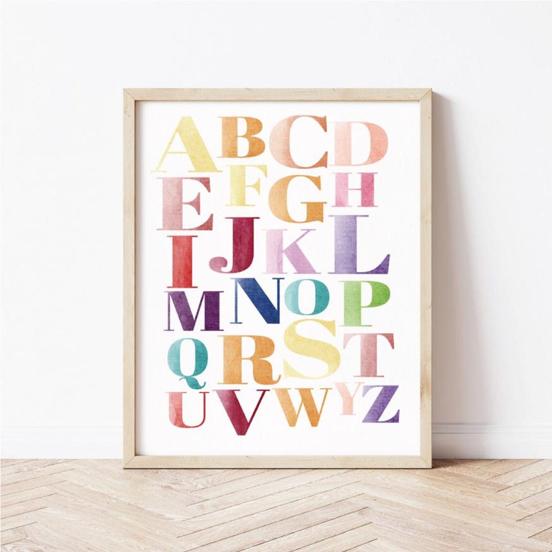 Watercolor Alphabet Poster for Kids Room | A to Z Printable Wall Art ...