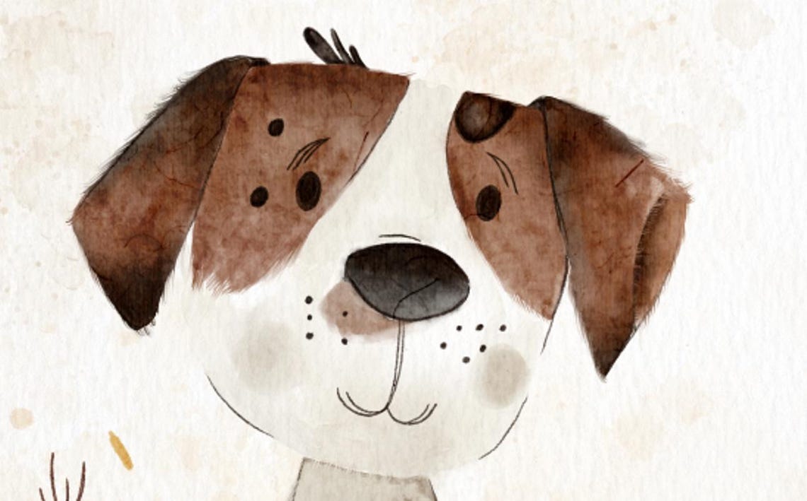 Cute Dog Watercolor Print for Nursery | Digital Download, Kids Room ...