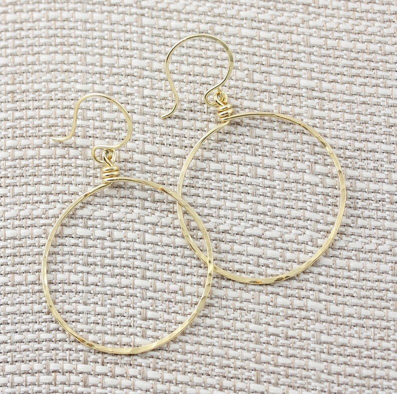Front Facing Hoops Solid 14k White or Yellow Gold Big Hoop - Etsy