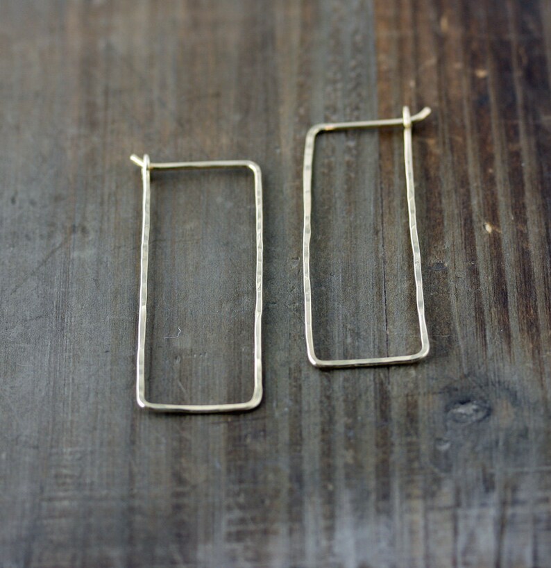 Rectangle Hoops Organic Rescangle NuGold Red Brass 14k Gold | Etsy
