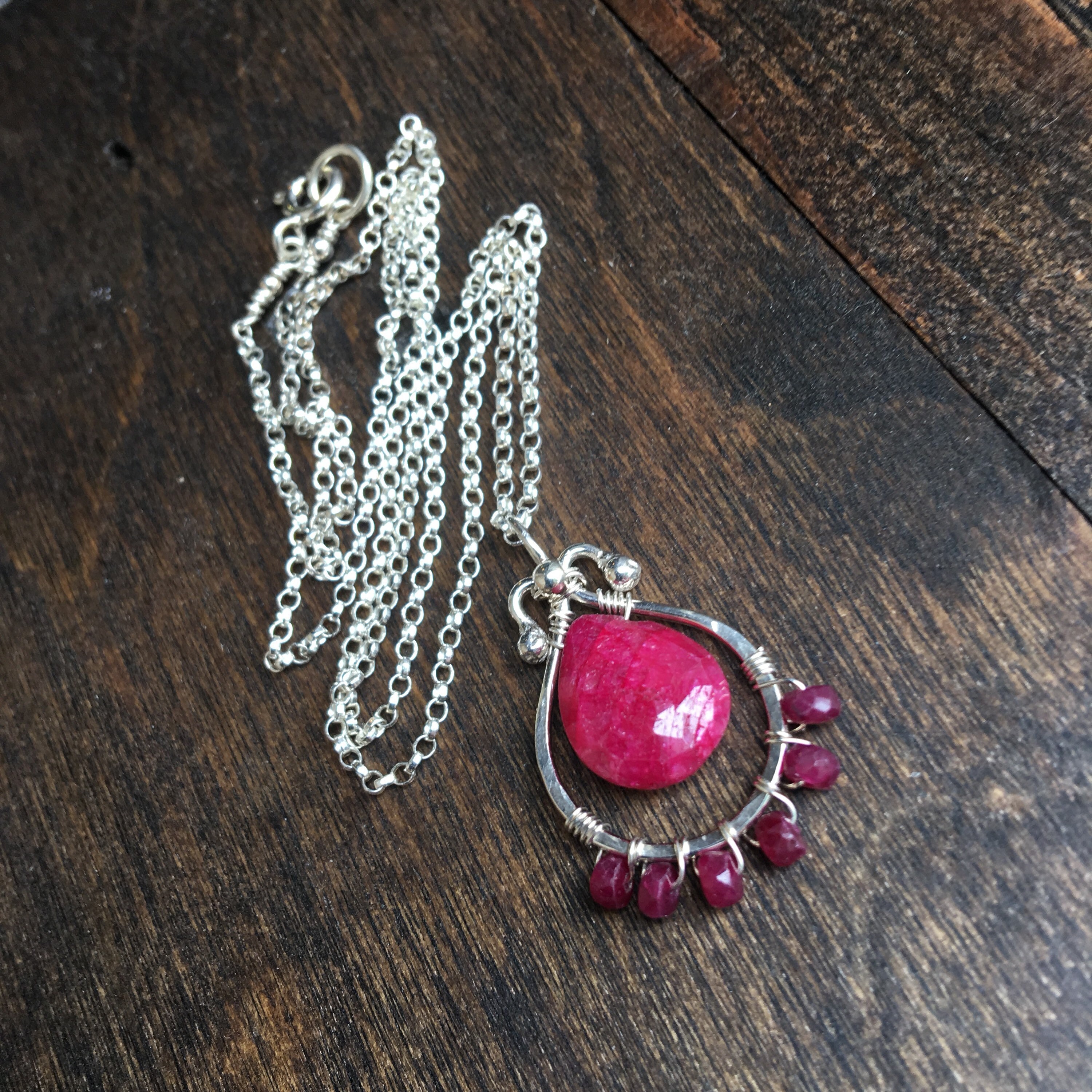 Ruby Necklace Red Ruby Talisman Wire Wrapped Pendant Red | Etsy